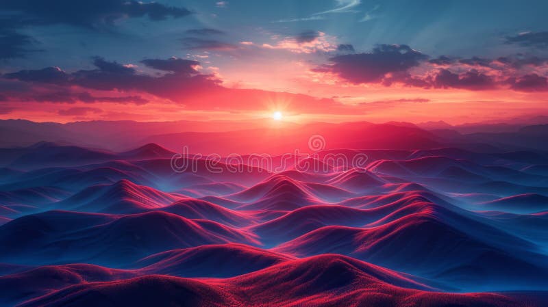 Sun Setting Over Mountain Range Stock Photo - Image of nature, sunset ...