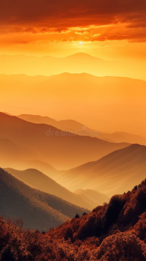 The Sun is Setting Over the Mountains in the Distance. AI Generative ...