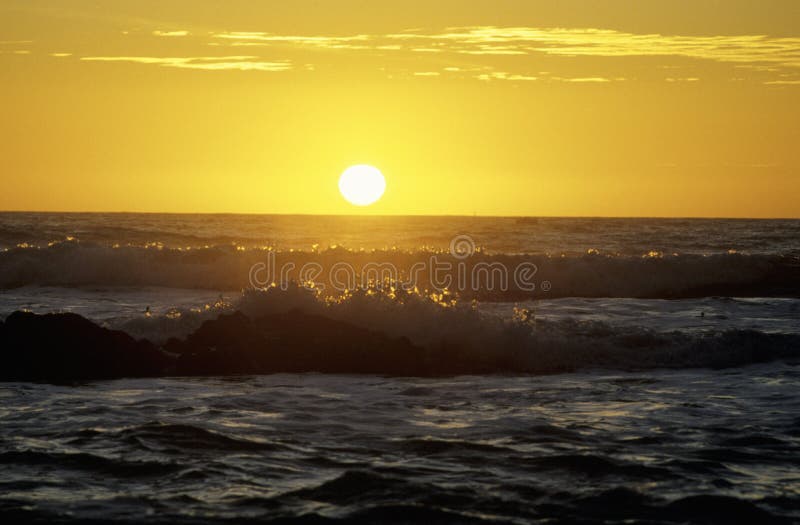 Sun Setting Over the Ocean stock photo. Image of america - 52298862