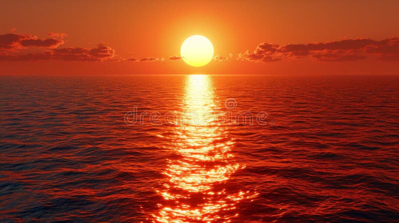 A Sun Setting Over the Ocean with a Boat in Front of it, AI Stock Photo ...