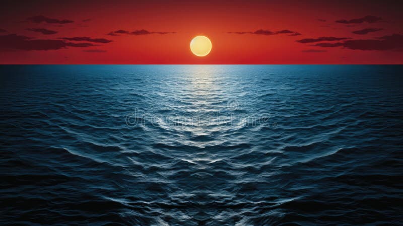 The Sun is Setting Over the Ocean. Generative AI Image. Stock ...