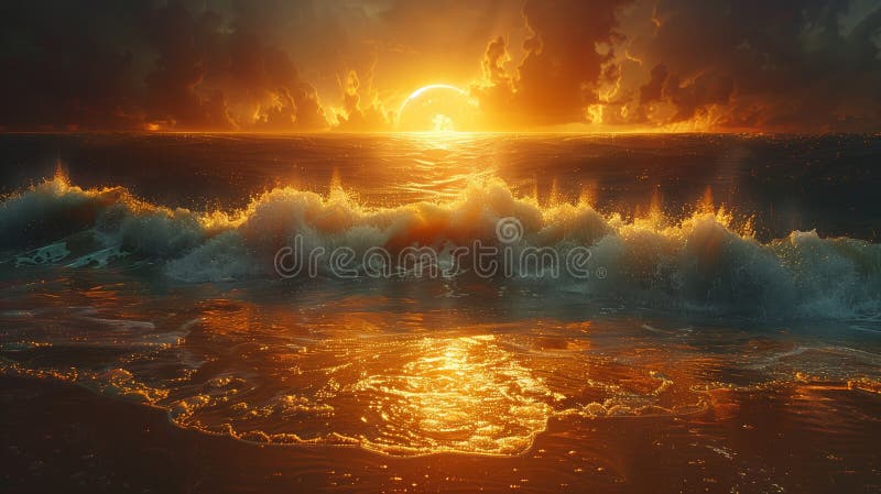 The Sun Setting Over the Ocean Stock Photo - Image of marine, nature ...