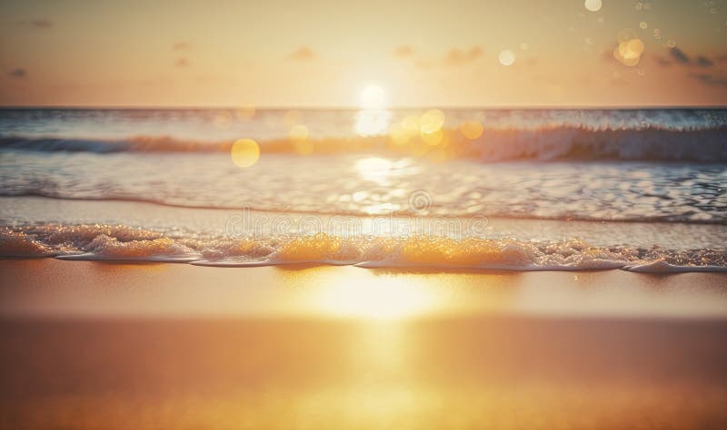 The Sun is Setting Over the Ocean with Waves Coming in Stock ...