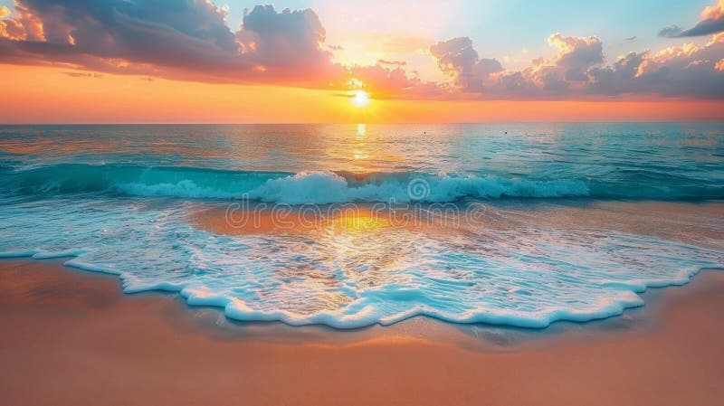 Sun Setting Over Ocean Waves Stock Image - Image of horizon, sunlight ...