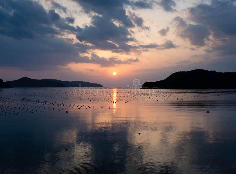 Sun Setting Over the Pacific on Shikoku Island, Japan Stock Image ...