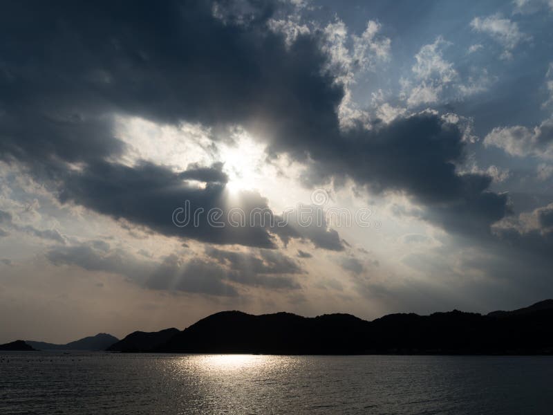 Sun Setting Over the Pacific on Shikoku Island, Japan Stock Photo ...