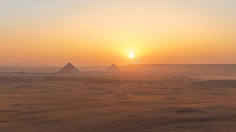 The Sun is Setting Over the Pyramids of Egypt Stock Image - Image of ...