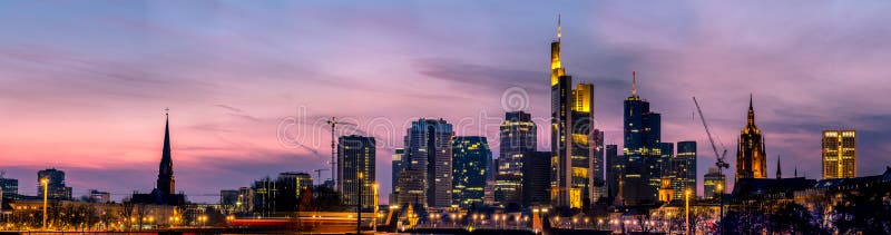 The Sun is Setting Over the Skyline of Franfurt Main - Germany Stock ...