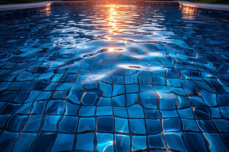 Sun Setting Over Swimming Pool Generative AI Stock Illustration ...