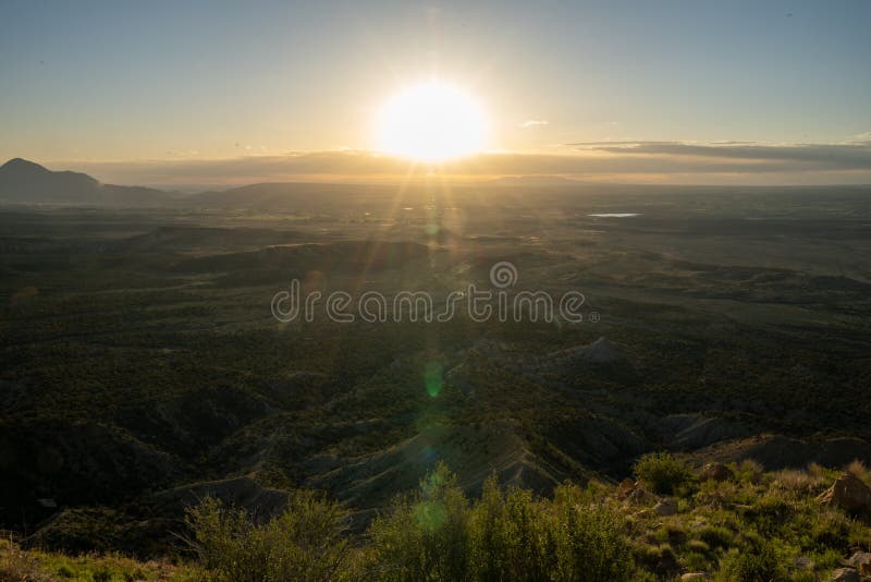 Sun Setting Over Valley Below Mesa Verde Stock Image - Image of sunset ...
