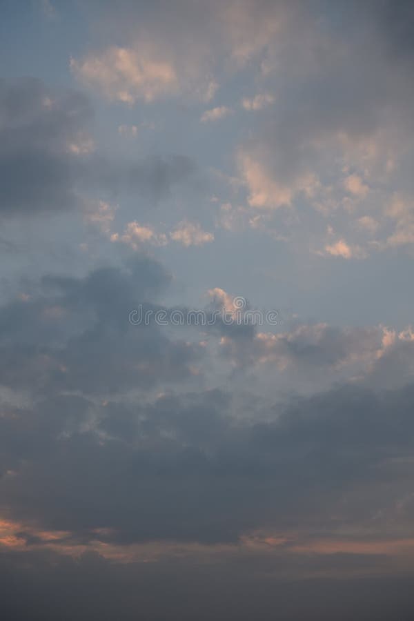 A Grey and Blue Pastel Coloured Clouded Sunset Sky Stock Photo - Image ...