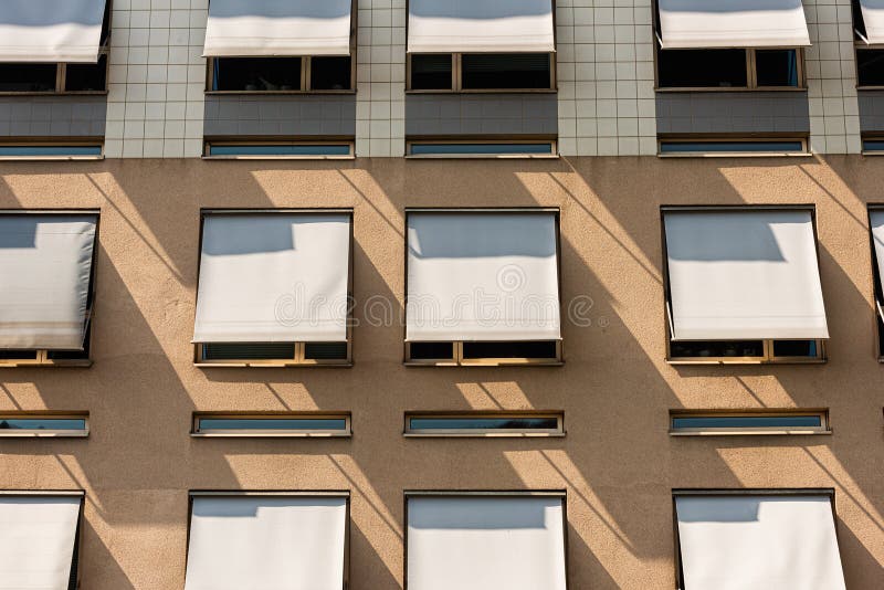 Sun Shade on Windows of an Office Building.. Stock Image - Image of ...