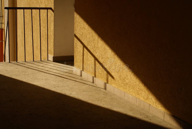 Sun Shadow Falling into the Dark Balcony Stock Image - Image of brick ...