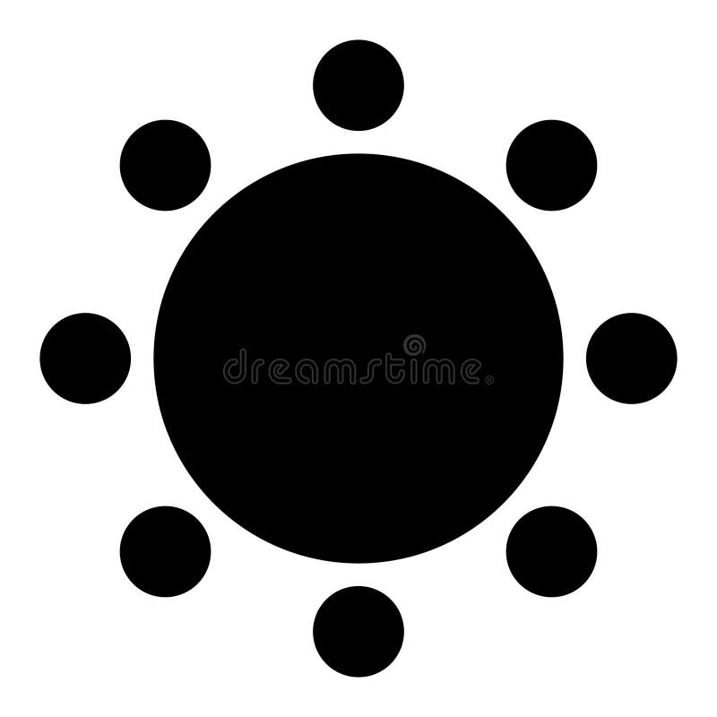 Sun Shape Icon Symbol, Black and White Vector Silhouette Illustration ...