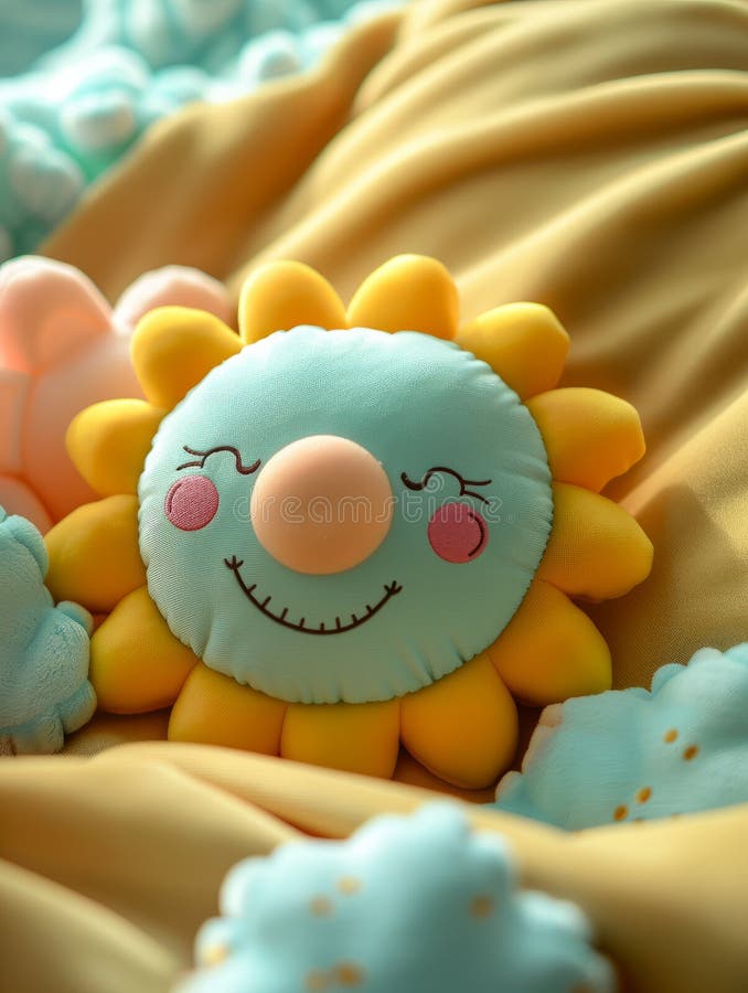 Sun-shaped Plush Toy on a Cozy Blanket Stock Photo - Image of childhood ...