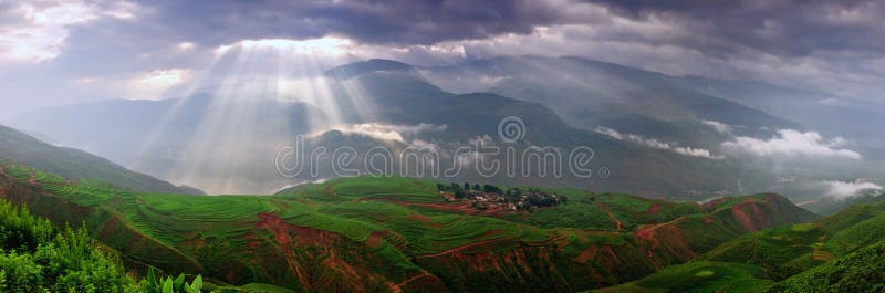 The sun shine red earth stock photo. Image of soil, morning - 10676704