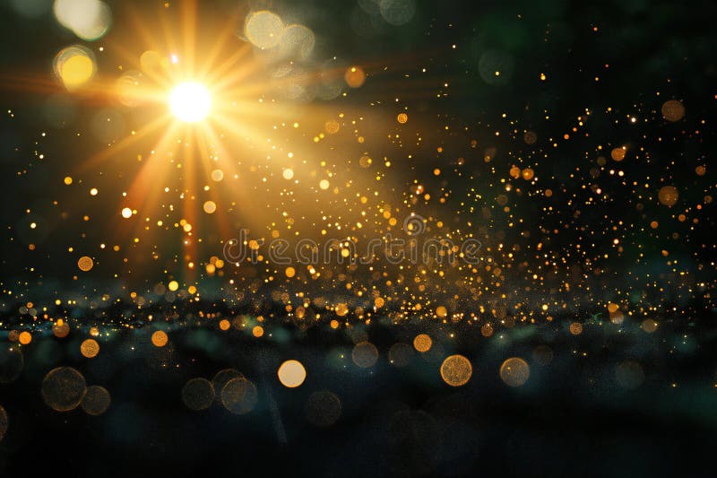 The Sun Shines on the Black Background, Creating Lens Flares and Light ...