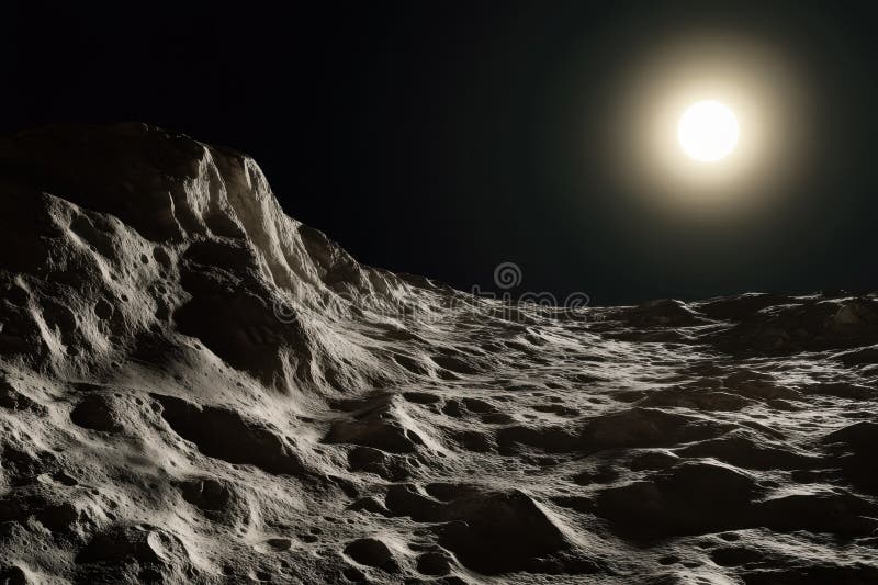 Moon Surface Illuminated by Sunlight Showcasing Rugged Terrain during ...