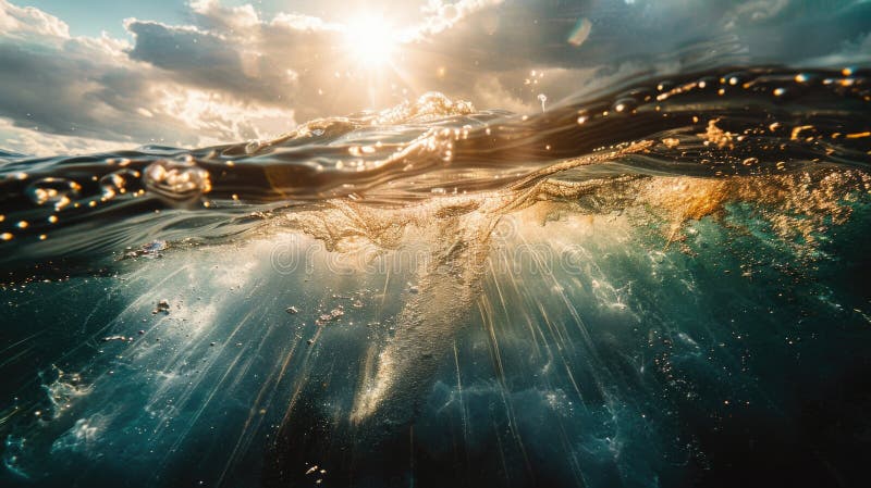 The Sun Shines Brightly through the Water S Surface Stock Image - Image ...