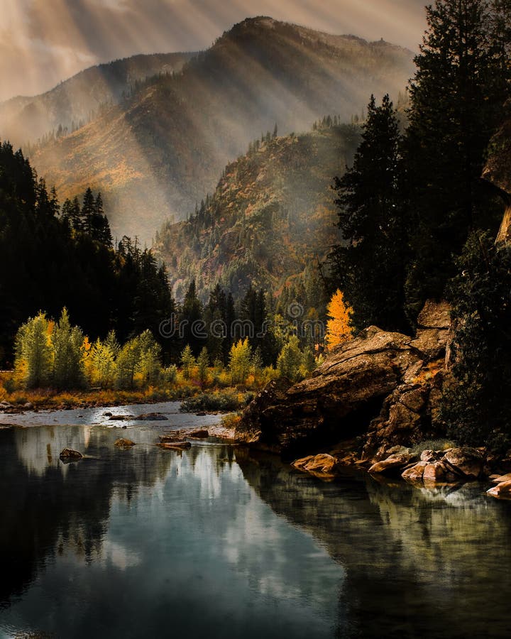 Sunset on an Autumn Evening Stock Image - Image of pool, lands: 167989363