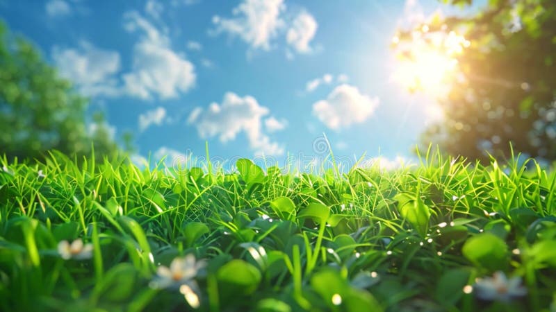 Sun Shines on Green Grass Field Stock Video - Video of nature, vacation ...