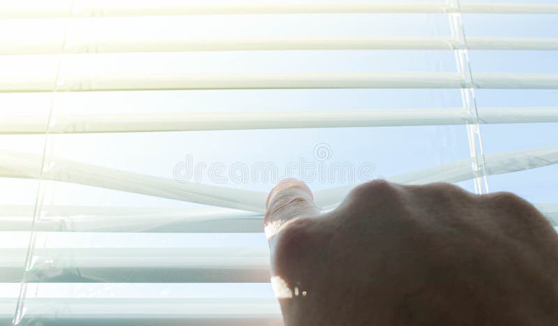 The Sun Shines through the Half-open Blinds on the Window. Stock Image ...