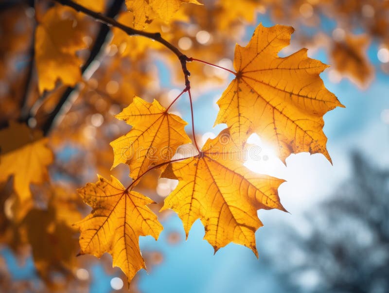 Sun Shines through the Leaves of a Maple Tree Stock Illustration ...