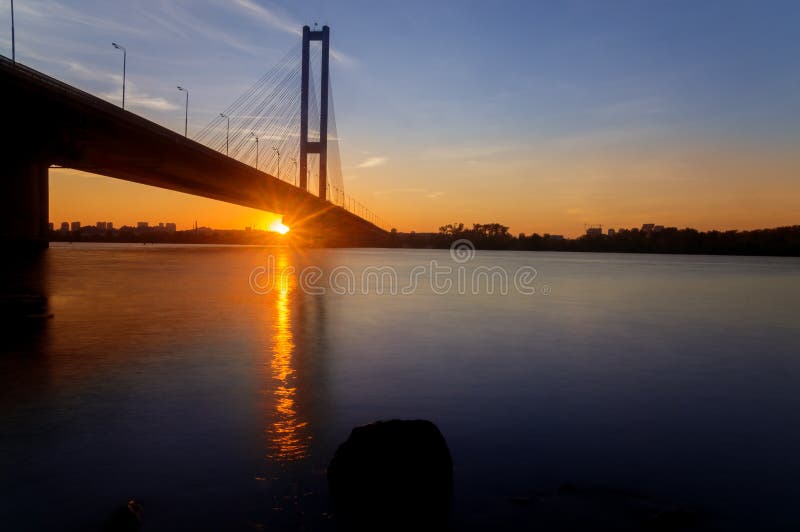 The Sun Shines Under the South Bridge Stock Image - Image of dnieper ...