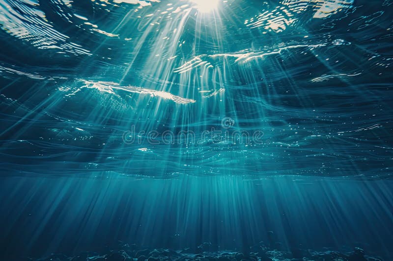 The Sun Shines through the Water in the Ocean, Creating a Beautiful ...