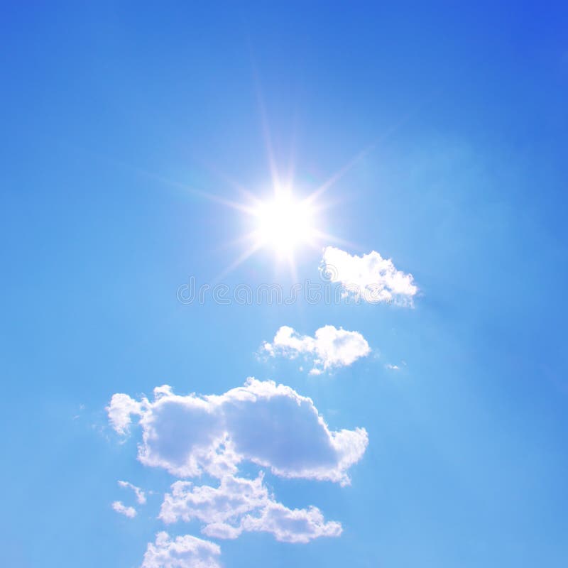 The Blue Sky with White Clouds and the Sun Stock Photo - Image of ...