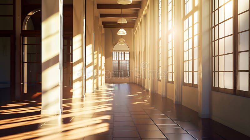 Sunlight Filters through Windows of Building. Generative AI Stock ...