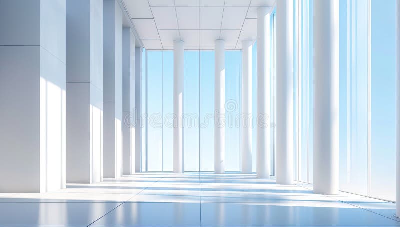 Sun Shines through Windows of Empty Office Building Stock Illustration ...