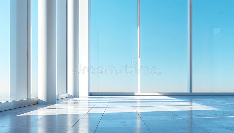 Sun Shines through Windows of Empty Office Building Stock Image - Image ...