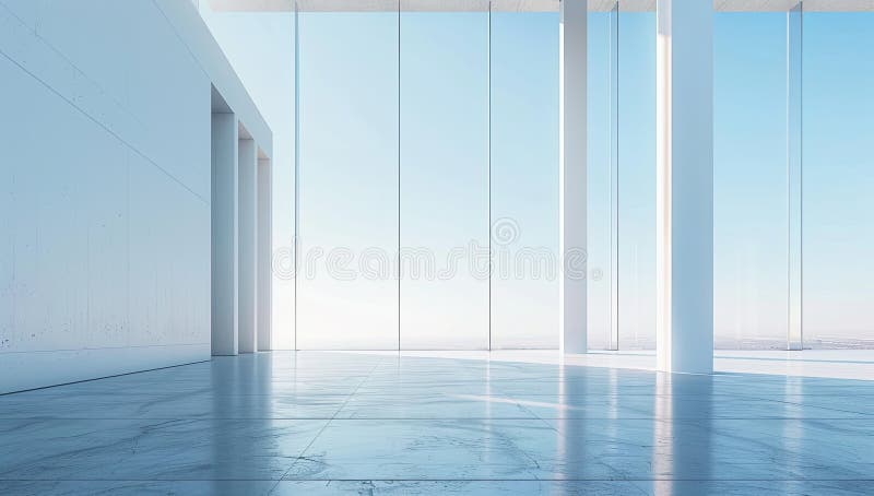 Sun Shines through Windows of Empty Office Building Stock Image - Image ...