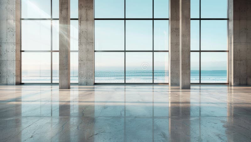 Sun Shines through Windows of Empty Office Building Stock Image - Image ...