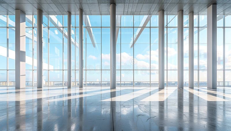 Sun Shines through Windows of Empty Office Building Stock Photo - Image ...