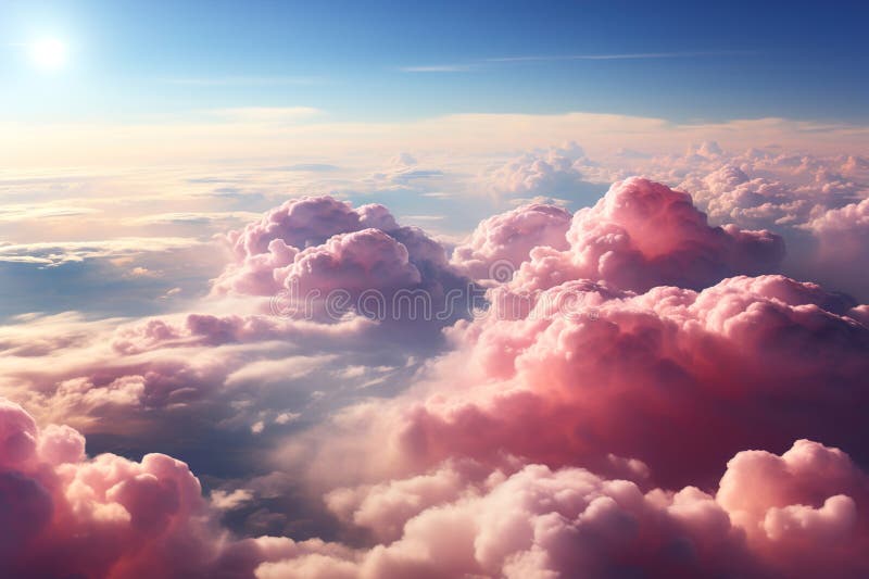 The Sun is Shining Above Pink Clouds in the Sky Stock Illustration ...
