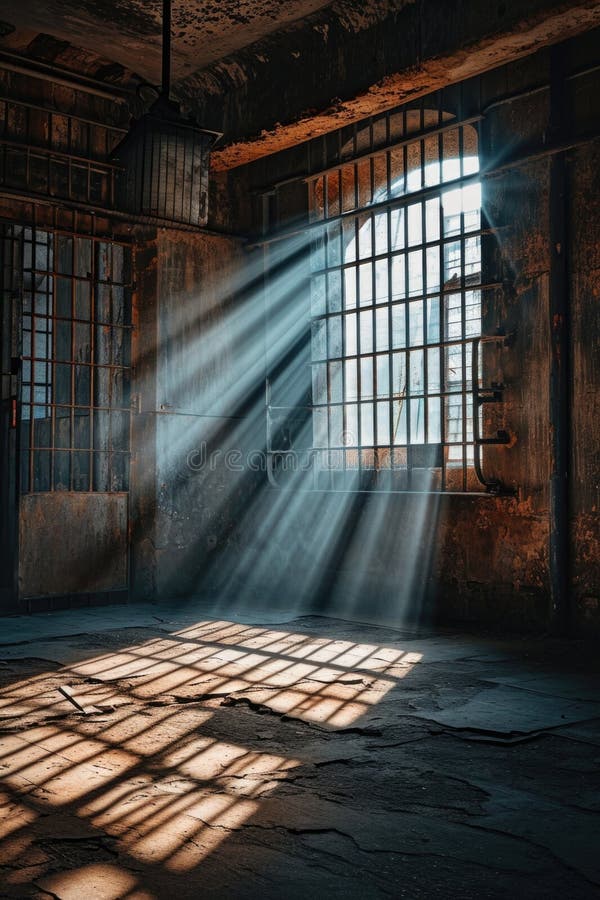 Sun Shining through a Barred Window in an Old Building. Perfect for ...