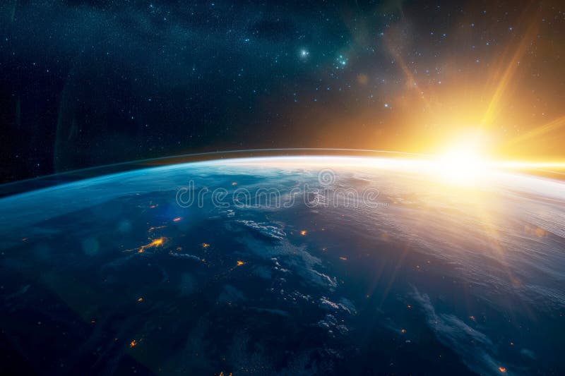 Sun Shining Behind the Earth from Space. Generative AI Stock Photo ...