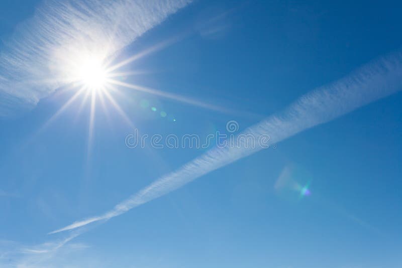 Real Shining Sun at Clear Blue Sky Stock Image - Image of outdoor, star ...