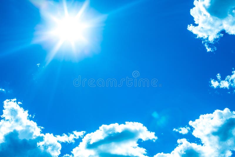 Sun shining in blue sky stock image. Image of rays, cloudscape - 39324959