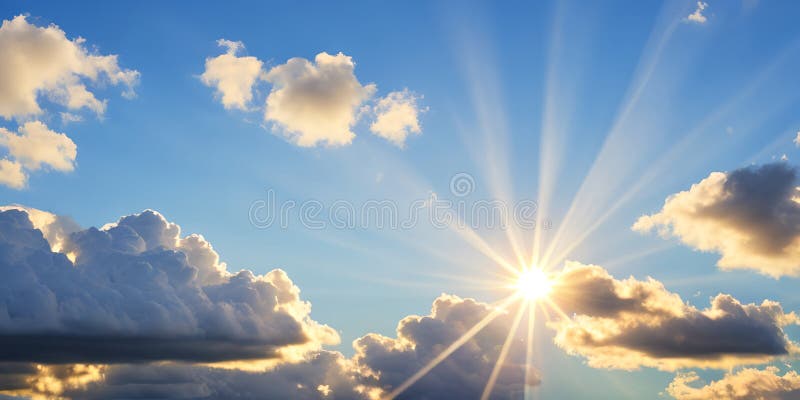 Sun shining in blue sky stock illustration. Illustration of blue ...
