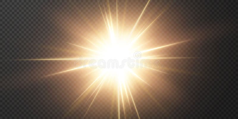 The Sun is Shining Bright Light Rays with Realistic Glare. Light Star ...