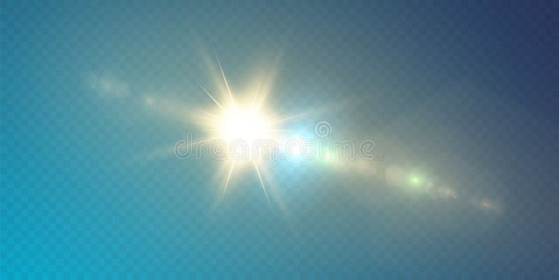 The Sun is Shining Bright Light Rays with Realistic Glare Stock Image ...