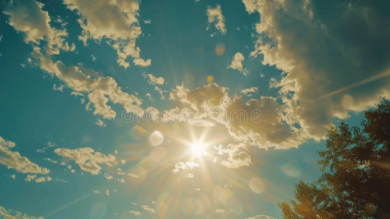 Sun Shining Brightly Clouds Perfect Nature Backgrounds Stock Photos ...