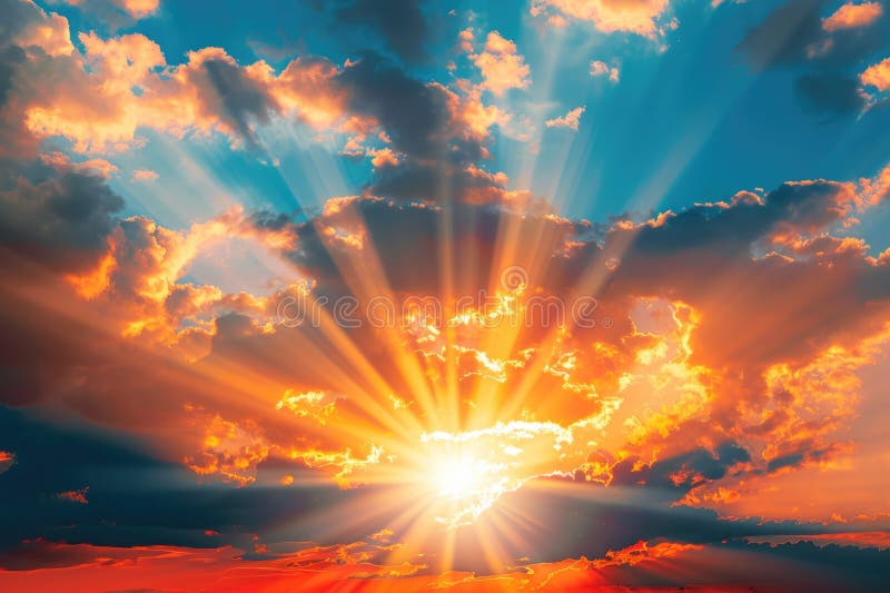 Sun Shining Brightly through Clouds, Perfect for Weather or Nature ...