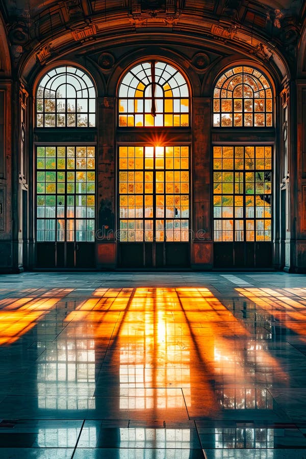 The Sun is Shining Brightly through Some Windows Casting Warm Glow on ...