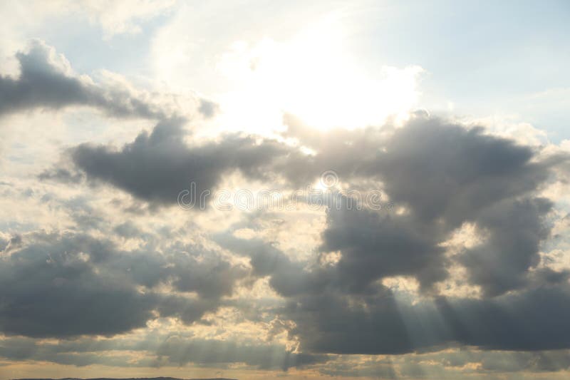 Sun Shining through Clouds on Beautiful Sky Stock Photo - Image of ...