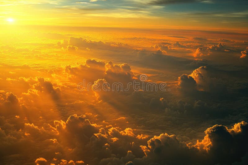 Sun shining through clouds stock image. Image of sunny - 374764197