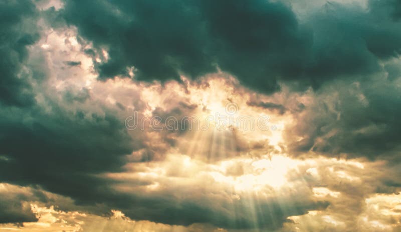 Sun Shining through the Clouds. Sunlight in Cloudy Sky Weather Nature ...